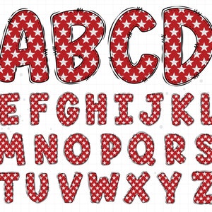 4th of July, Patriotic Doodle Alphabet Bundle, 4th of July PNG Letters ...