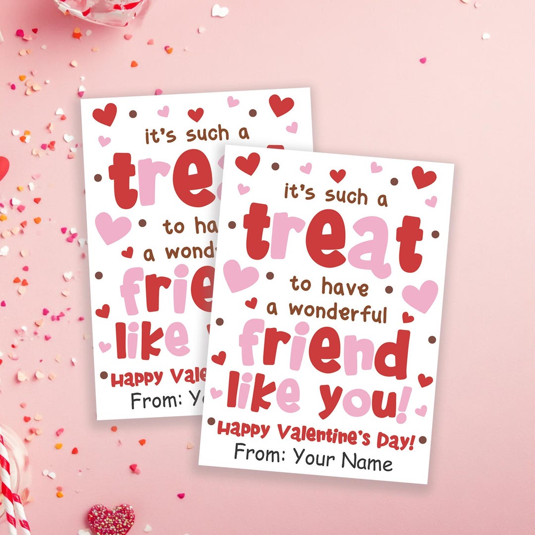 Valentine Friend Gift Tags Printable, Happy Valentine's Day Treat Tags ...