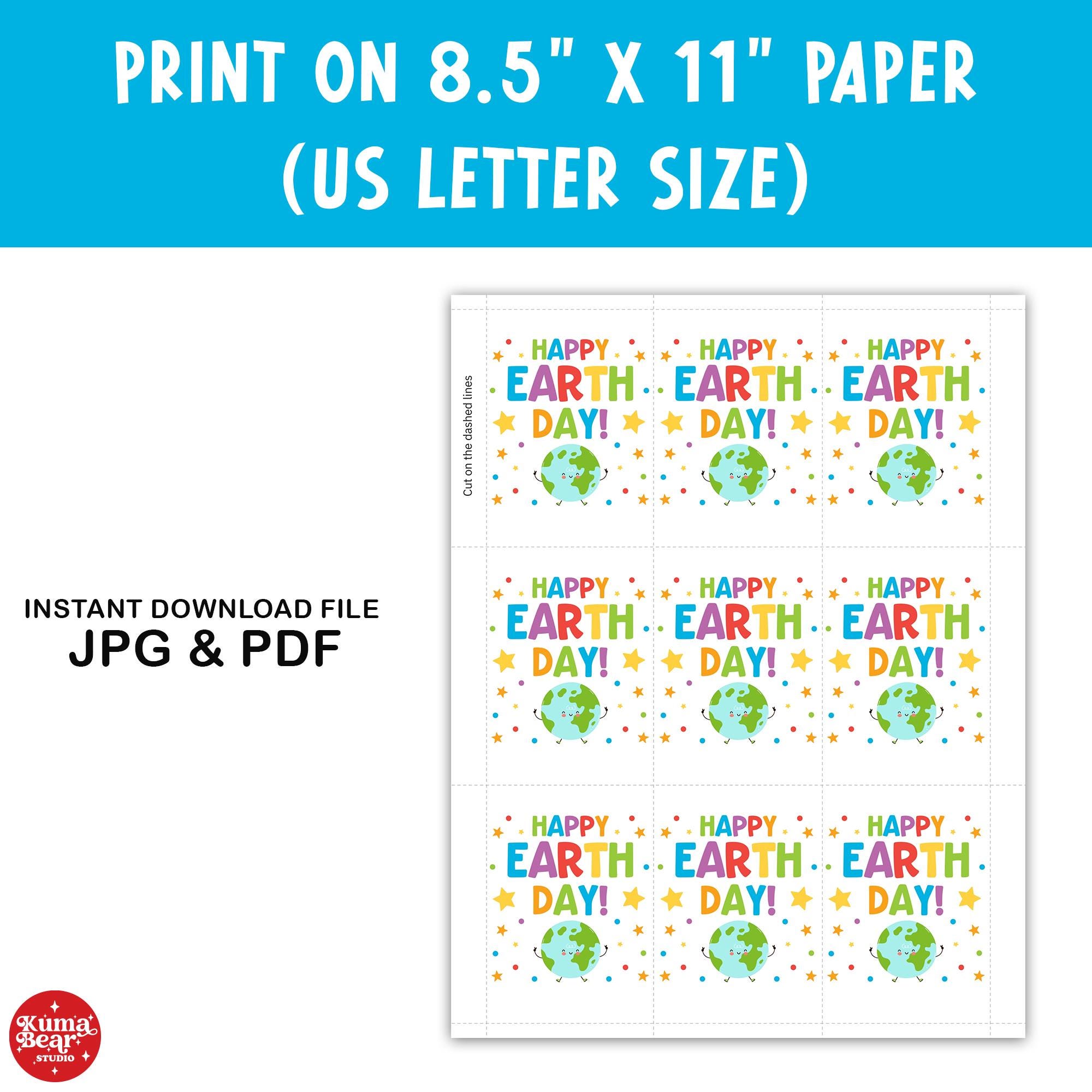 Happy Earth Day Gift Tags Printable, Editable Name (digital Download ...