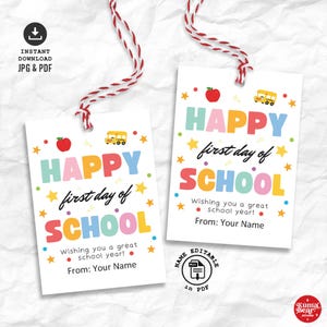First Day of School Tag Printable, Back to School Gift Tag, First Day ...