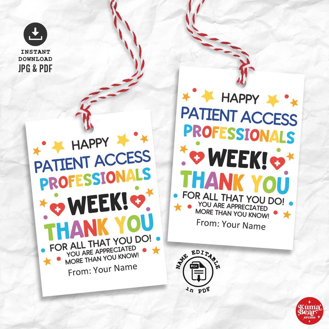 Patient Access Professionals Week Tag Printable, Happy Patient Access ...