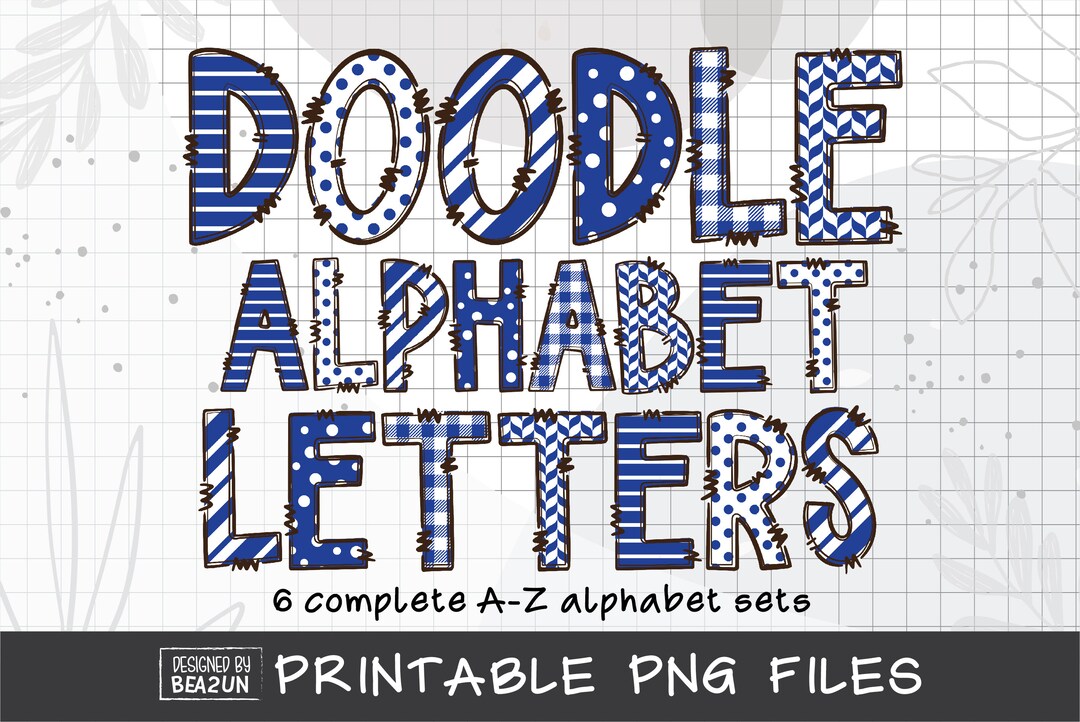 Blue and White Alphabet Letters PNG Bundle, Alphabet PNG, Alphabet ...