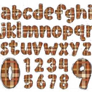 Autumn Plaid Alphabet Letters Bundle PNG Files, Fall Sublimation ...