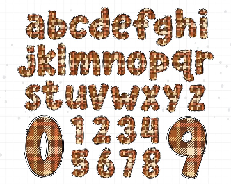 Autumn Plaid Alphabet Letters Bundle PNG Files Fall - Etsy