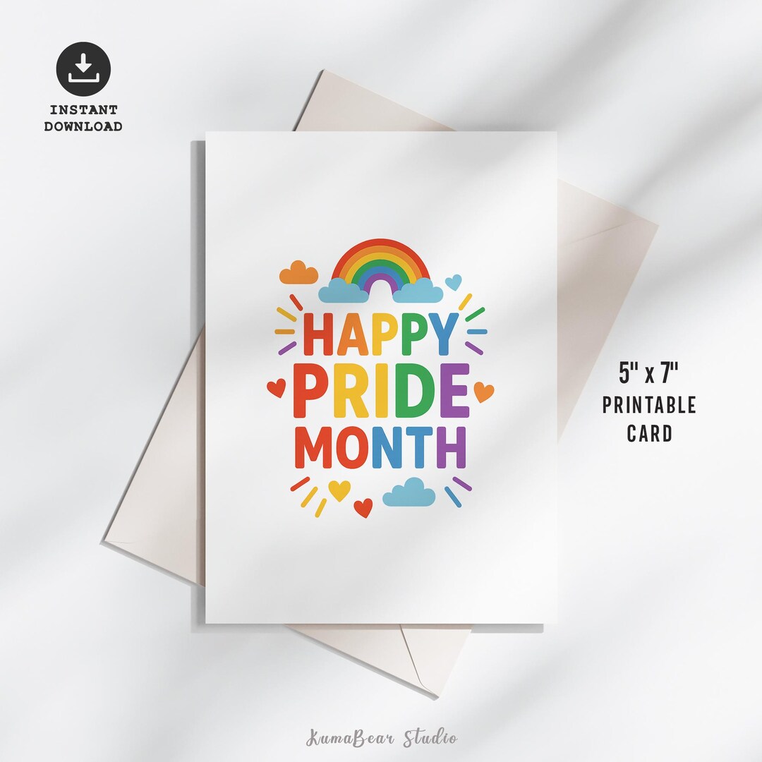 Pride Month Card Printable, Rainbow Pride Digital Card, LGBTQ Greeting ...