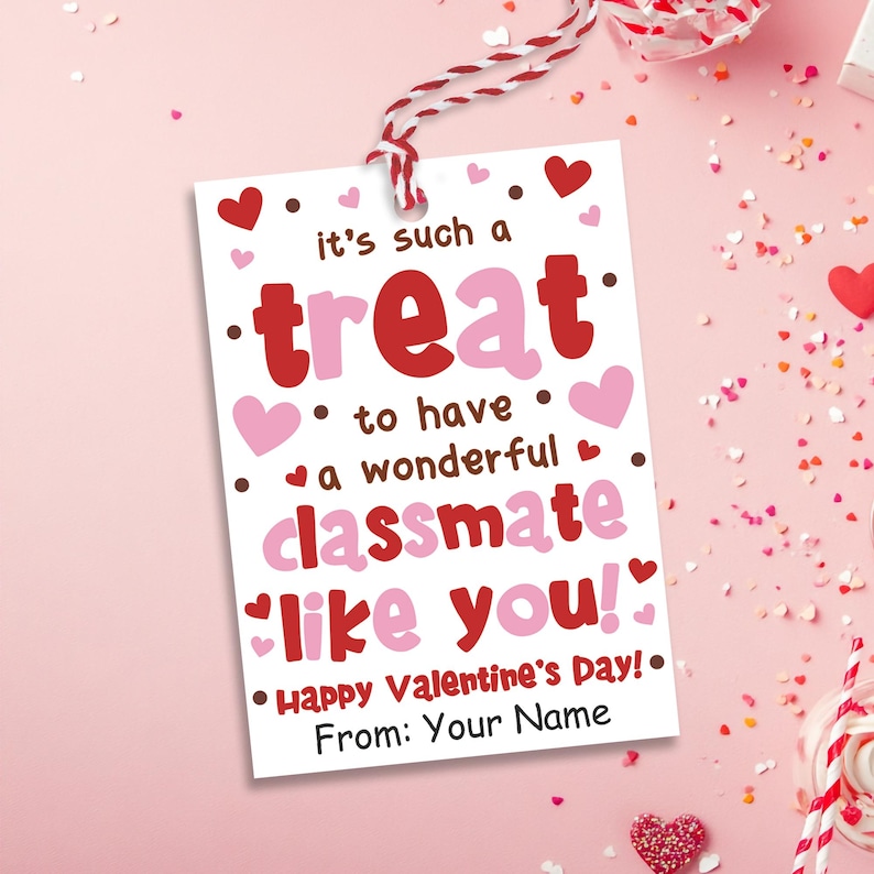 Editable Valentines Day Gift Tags, Classmate Valentine Treat Tags ...