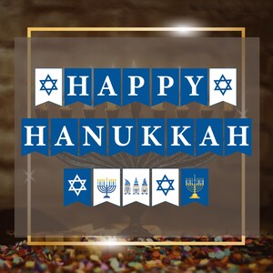 Printable Banner Hanukkah Festival of Lights Jewish Holiday Decor ...