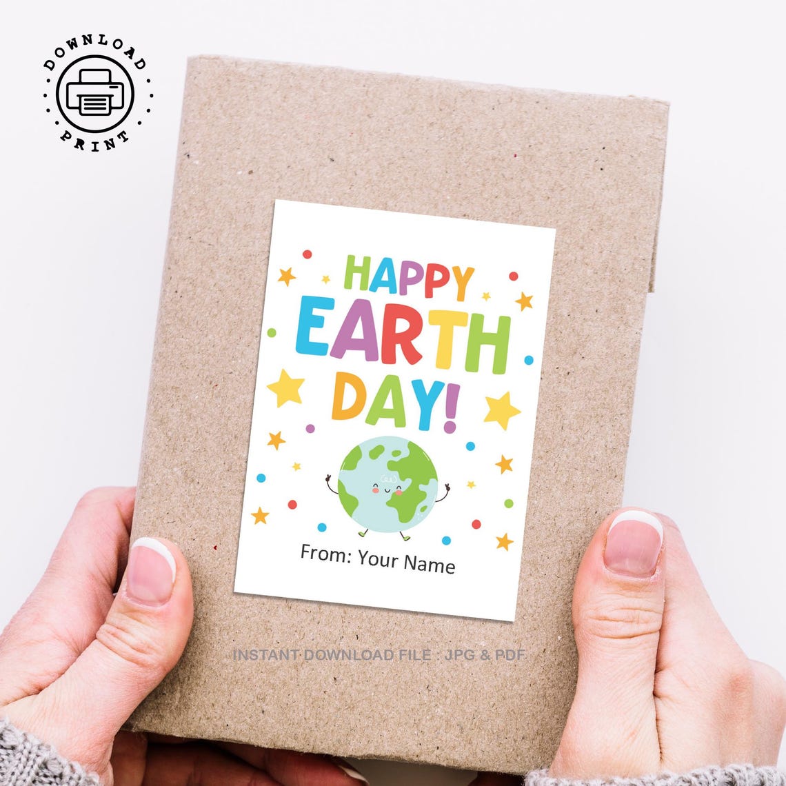 Happy Earth Day Gift Tags Printable, Editable Name (digital Download ...