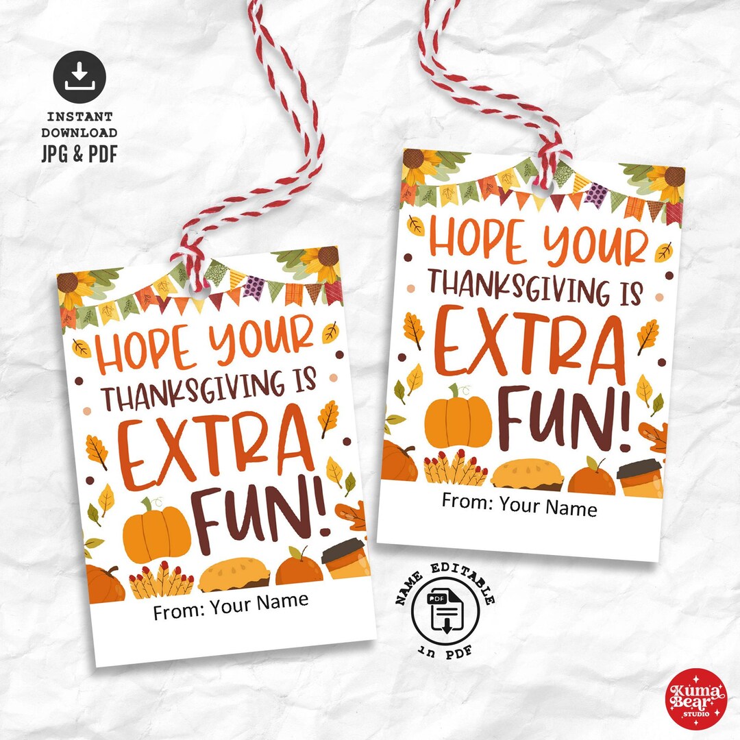 Thanksgiving Gift Tags Printable – Fall Autumn Treat Tags, Thank You ...