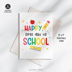 Happy First Day of School Card, Printable Back to School Greeting Card ...