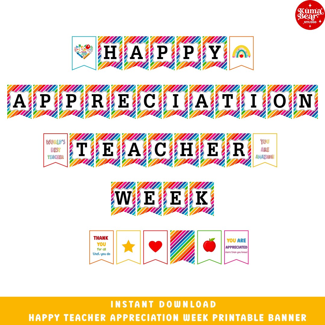 Teacher Appreciation Week Banner Printable, Bunting Teachers Staff ...