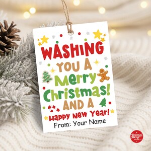 Washing You a Merry Christmas Tags Printable Soap Gift Label, Happy New ...