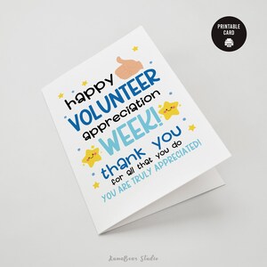 Volunteer Week Card Printable, Volunteer Appreciation Week, School ...