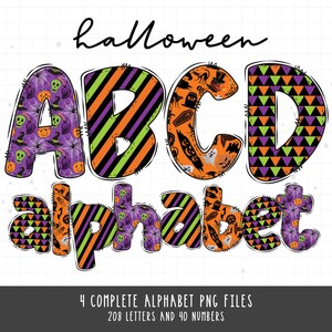 Cute Halloween Doodle Alphabet Bundle, Halloween Alphabet PNG, Pumpkin ...