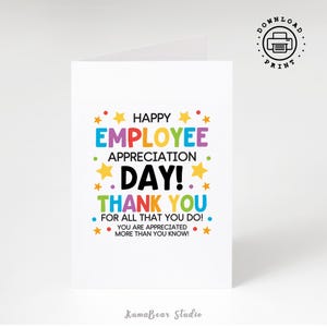 Employee Appreciation Day Card Printable, Employee Appreciation Week ...