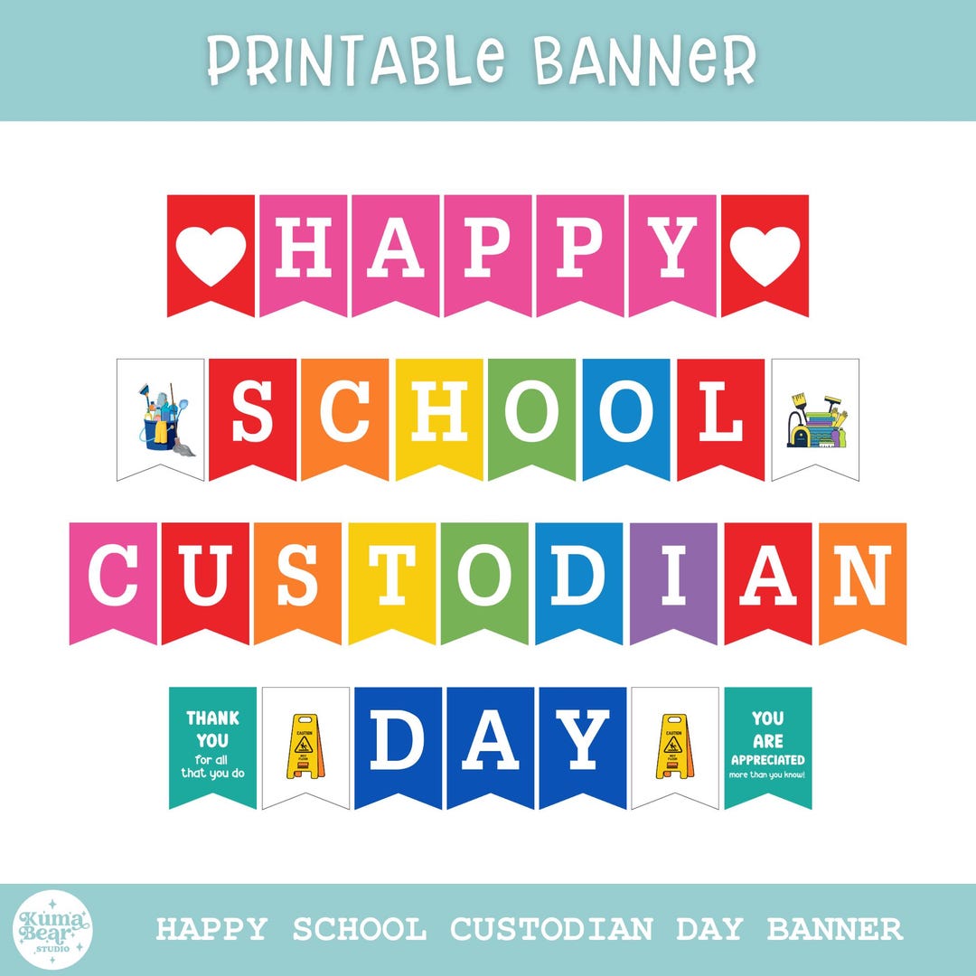 Custodian Appreciation Day Banner: Printable School Staff Decor (PDF ...