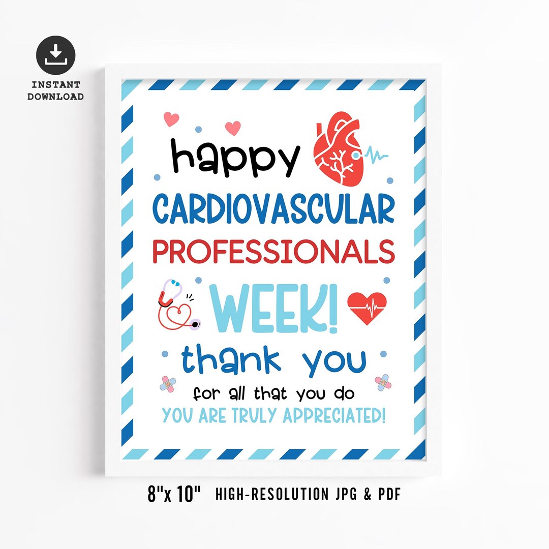 Cardiovascular Professionals Week Poster, Printable Appreciation Sign ...