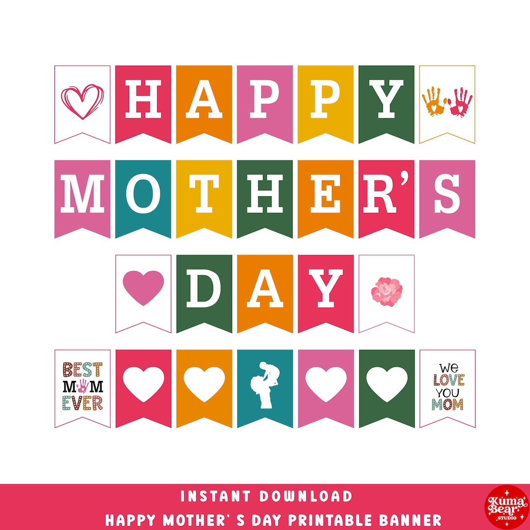 Mothers Day Printable Banner, Mother's Day Decor, Mothers Day Sign ...