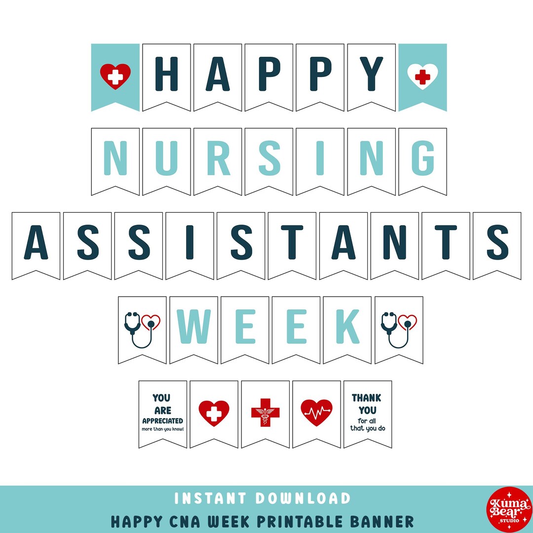 Certified Nursing Assistants Week Banner Printable, Happy CNA Week ...