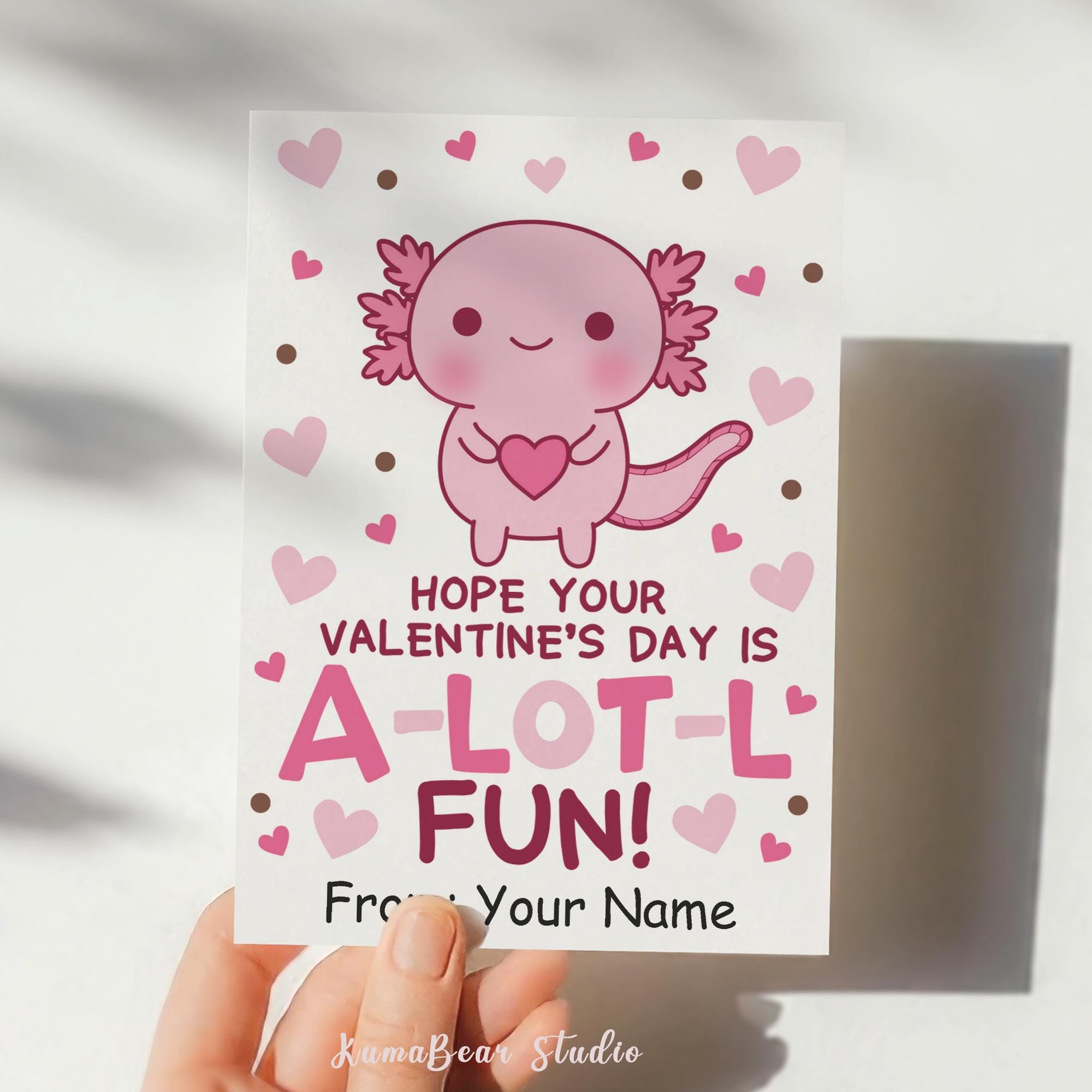 Axolotl Valentine Gift Tags Printable for Kids Friends Coworkers ...