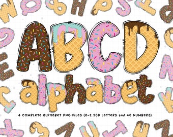 School Doodle Alphabet Bundle, School PNG Letters, Numbers ...