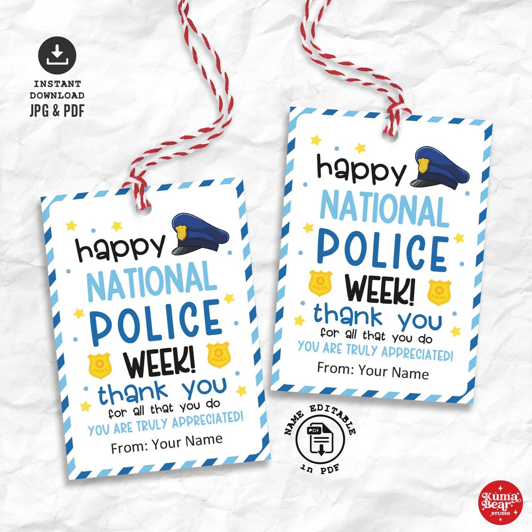 Police Week Tag Printable, Happy National Police Week Gift Tag ...