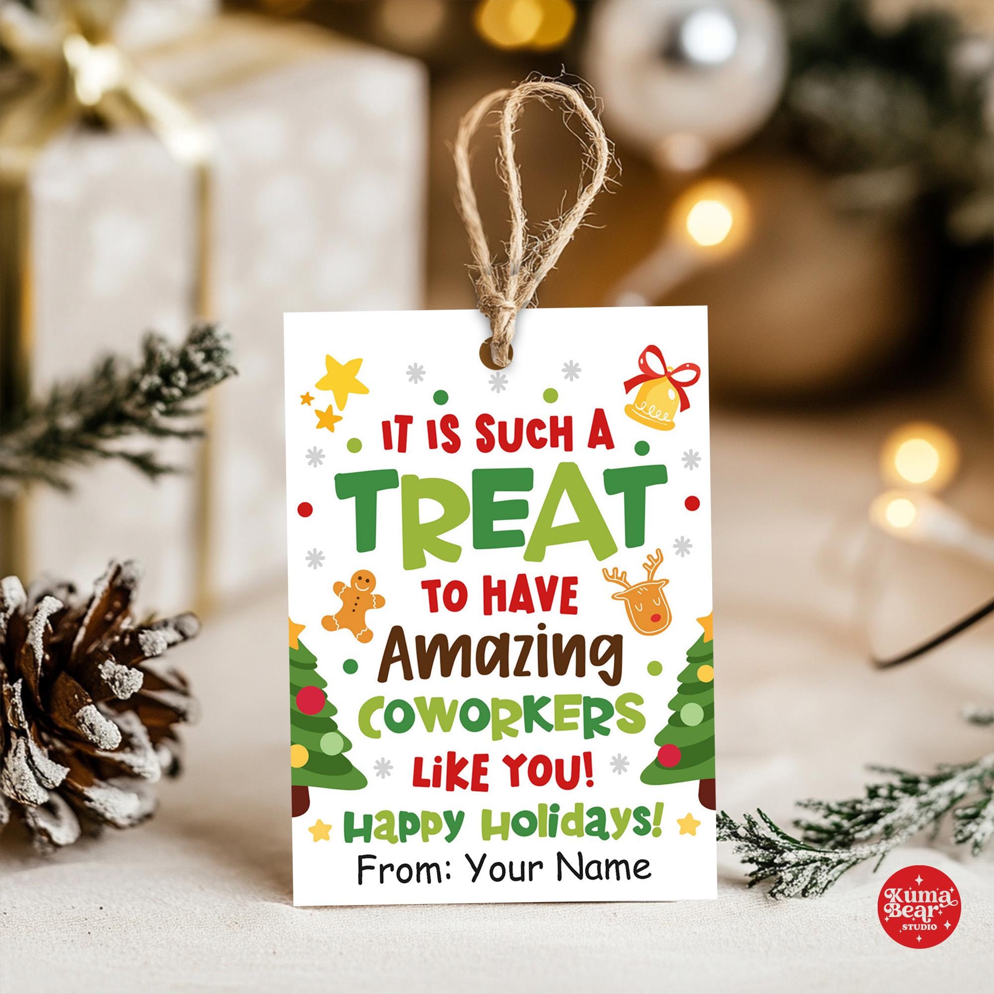Coworker Christmas Gift Tags Printable, Thank You Favor Tag for Staff ...