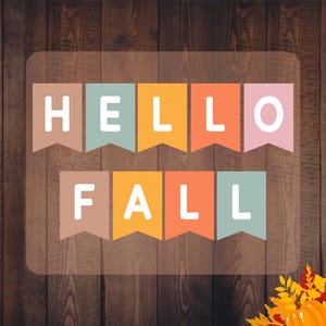 Hello Fall Banner Printable: Pastel Autumn Decor (PDF Download) - Etsy