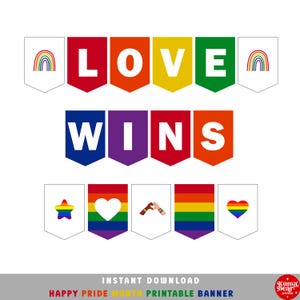 Pride Month Printable, Pride Banner Set Love is Love, Happy Pride, Love ...