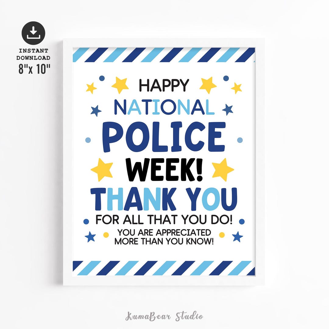 National Police Week Printable Sign, Officer Appreciation Decor (PDF ...