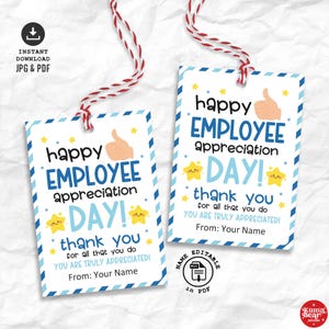 Employee Appreciation Printable Tags, Employee Appreciation Day Gift ...