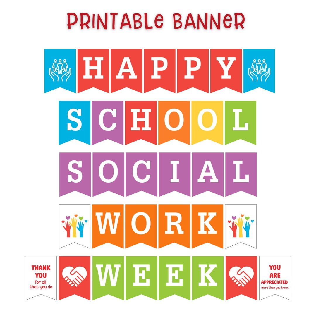Printable School Social Work Week Banner, Happy School Social Worker ...