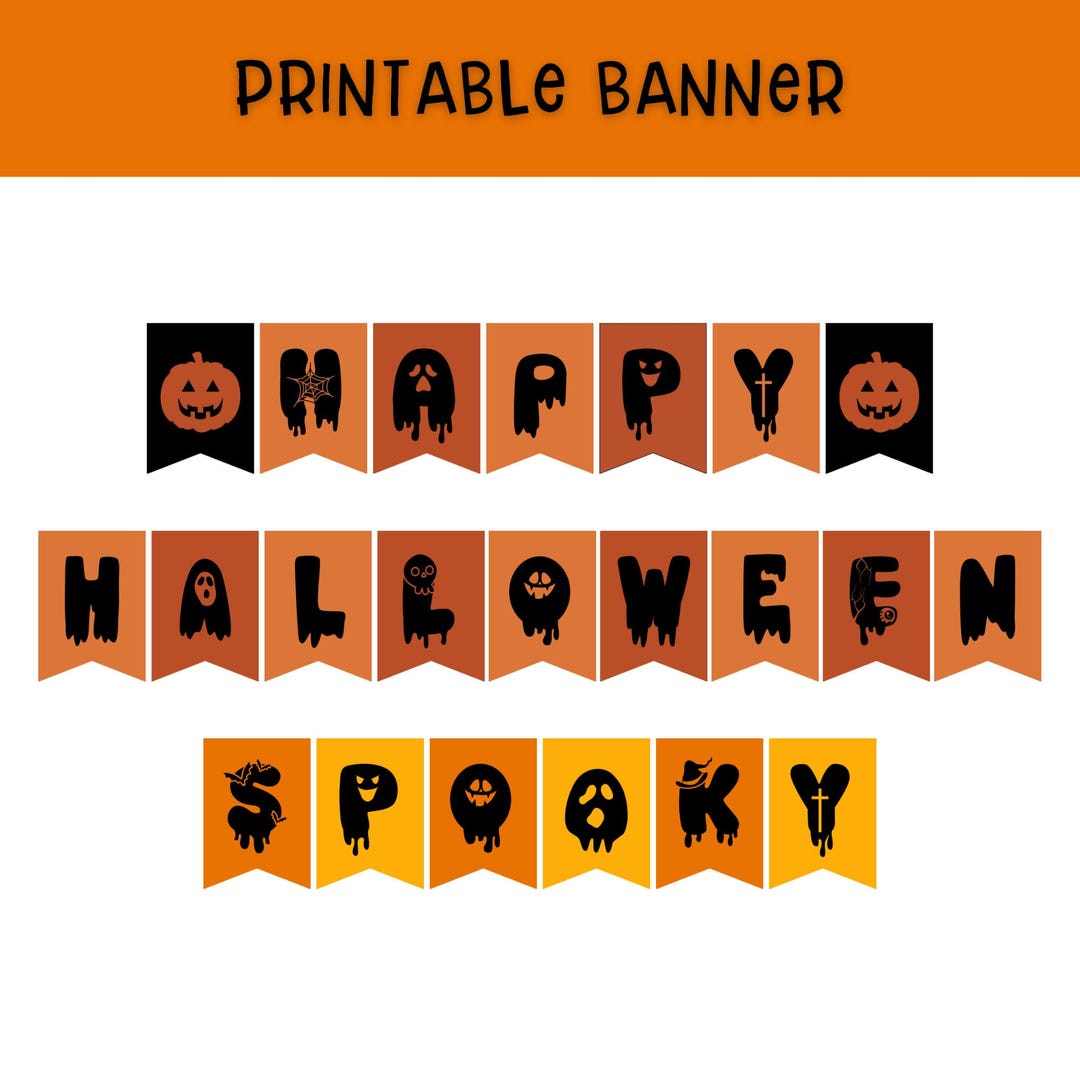 Spooky Halloween Banner Printable: Dripping Font Garland (PDF Download ...
