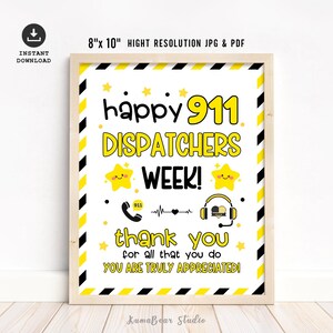 911 Dispatcher Week Sign Printable, Dispatcher Week Appreciation Poster ...