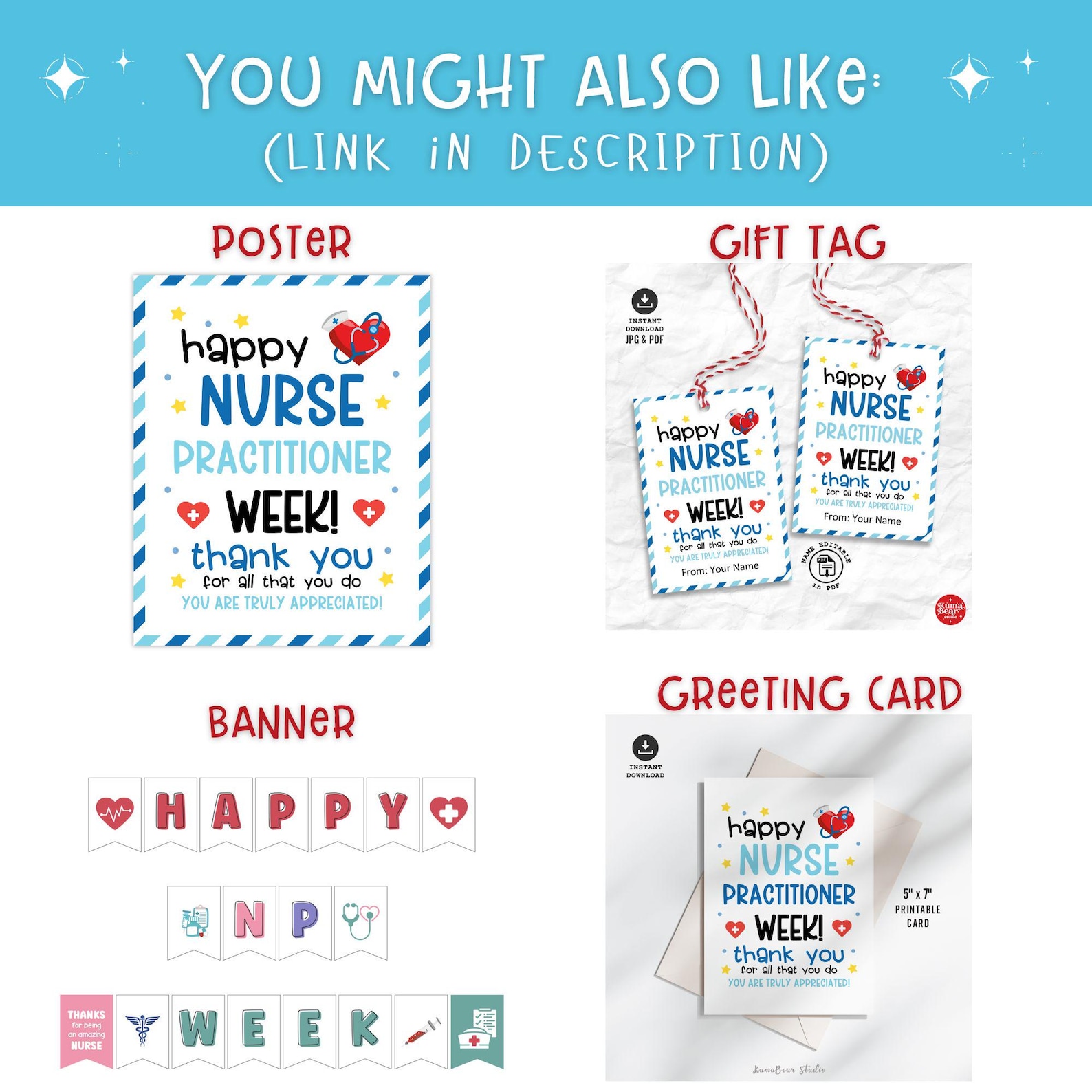 Nurse Practitioner Week Gift Tags, NP Week Thank You Tags Printable ...