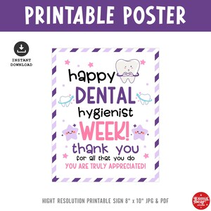 Dental Hygienist Week Sign Printable, Dental Hygienists Week Poster ...