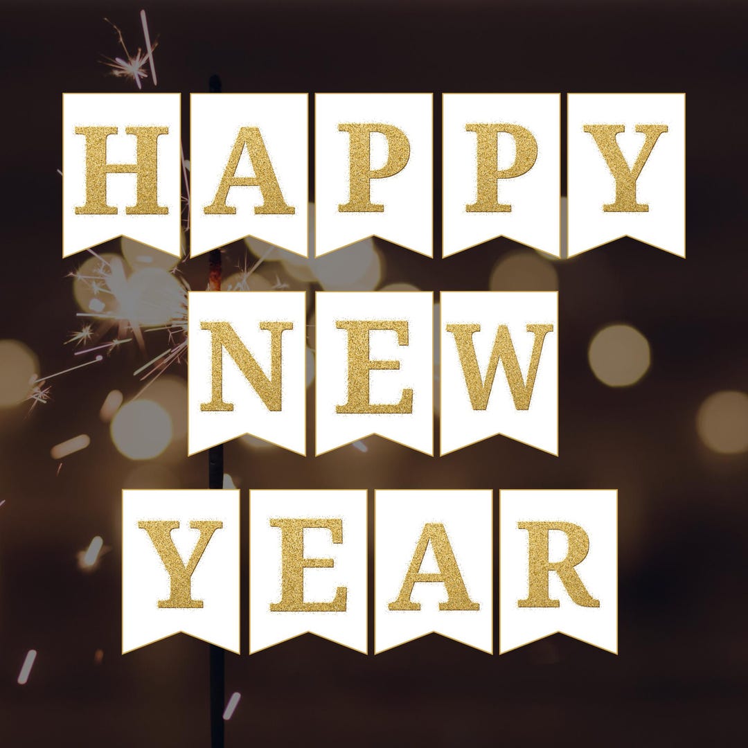 Happy New Year Banner Printable, New Year 2025 Printable Banner, New ...