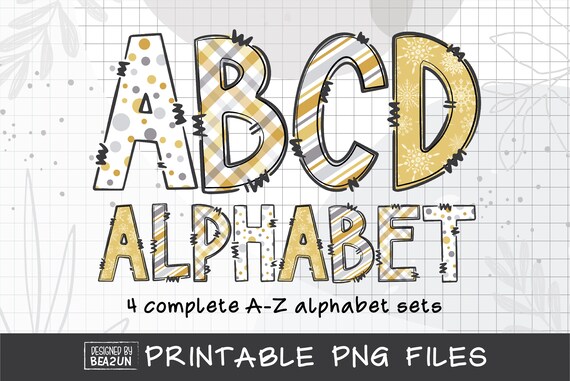 Silver and Gold Alphabet Letters PNG Bundle Alphabet PNG - Etsy