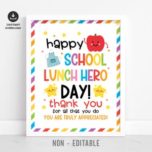 School Lunch Hero Day Sign Printable, School Lunch Squad Appreciation ...