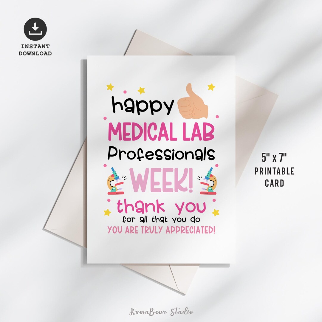 Pink Lab Week Card Printable, Happy Medical Laboratory Professionals ...