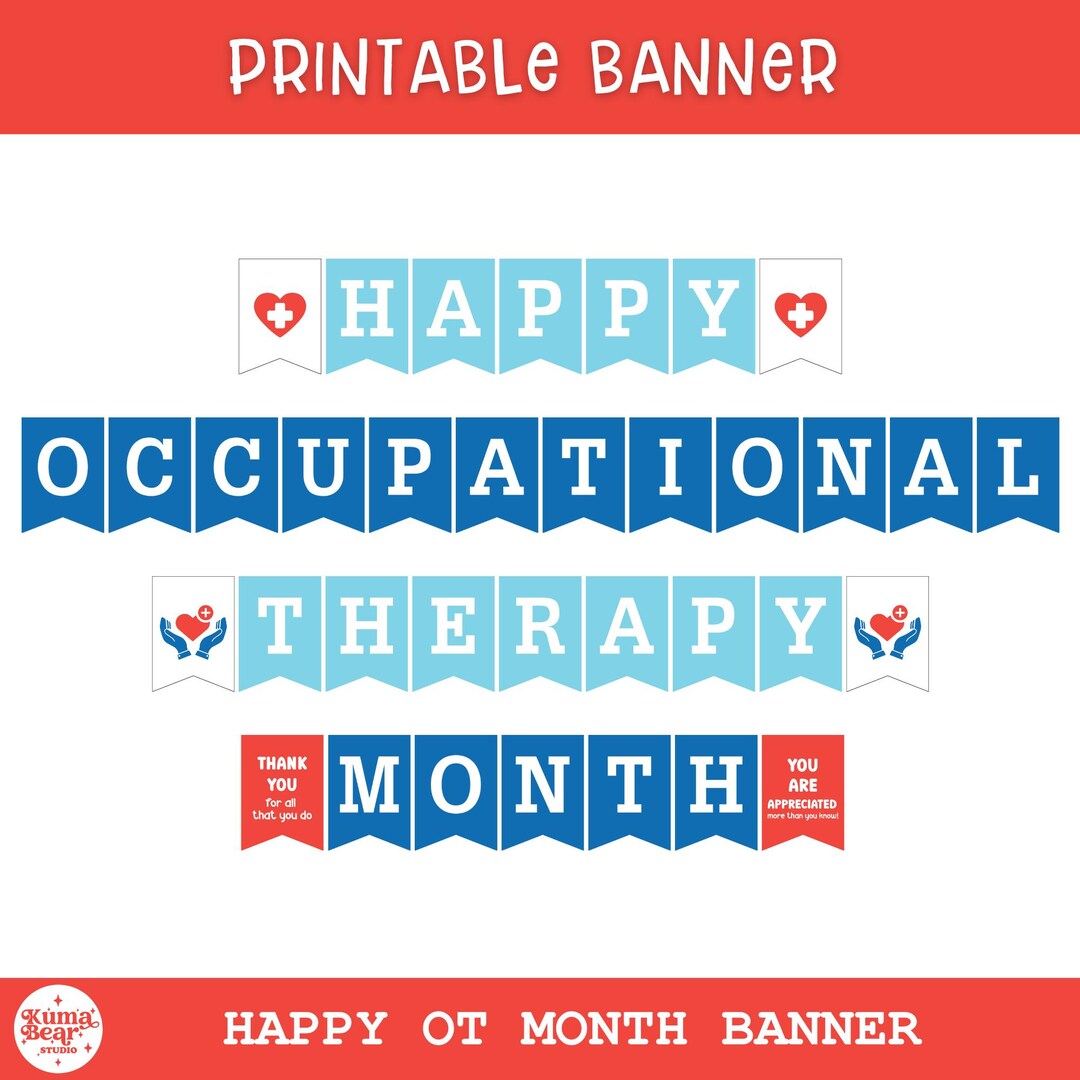 OT Month Banner Printable, Occupational Therapy Month Decor, Therapist ...