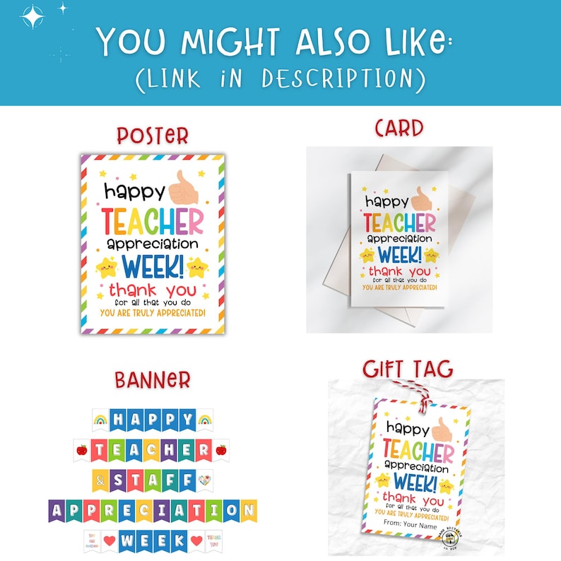 Teacher Staff Thank You Printable Sign, Appreciation Week Poster Decor ...