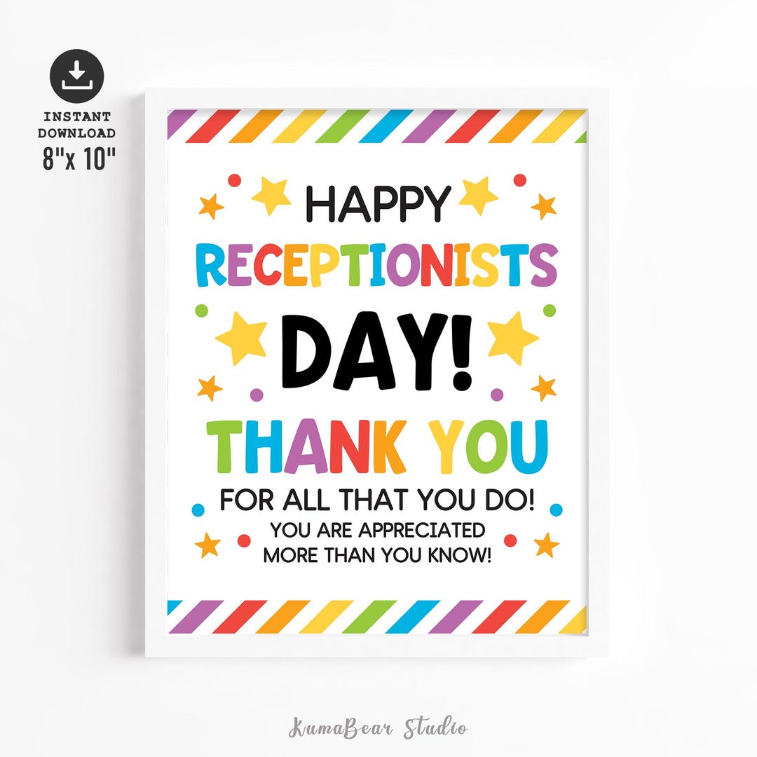 Appreciation Sign, Receptionists Day Printable Sign, Receptionist Day ...