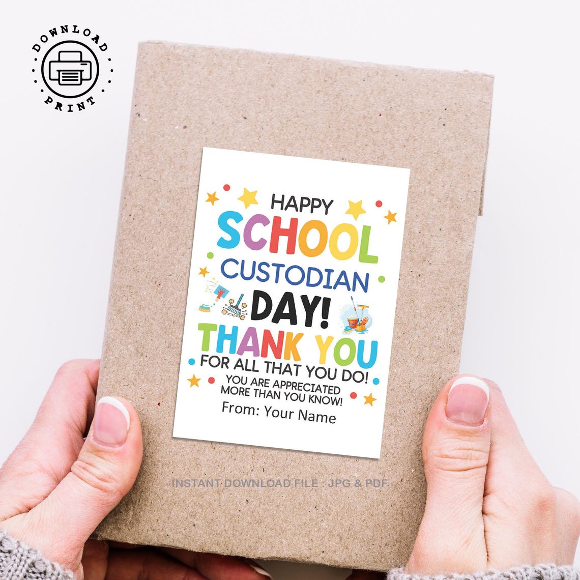 School Custodian Day Gift Tags Printable - Thank You Favor Tags for ...