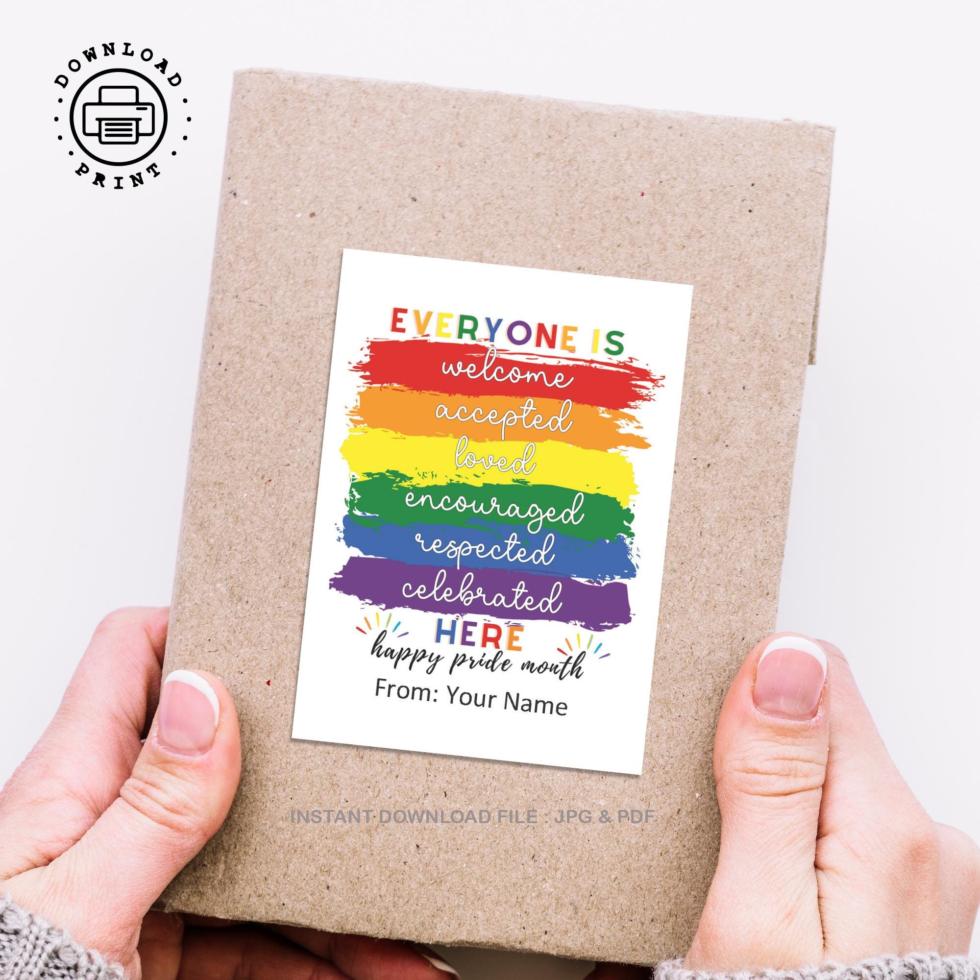 Printable Pride Month Gift Tag: Rainbow Paint Stroke (PDF) - Etsy
