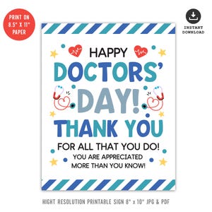 Doctor Day Sign Printable, Doctor's Day Appreciation Sign, Happy ...