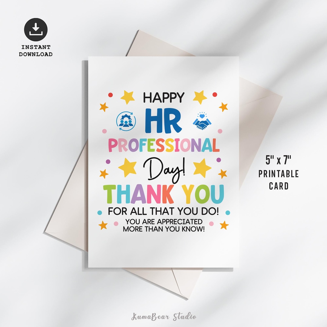 HR Professional Day Card Printable – Human Resource Appreciation ...