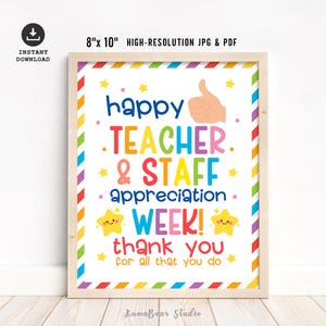 Teacher and Staff Appreciation Sign Printable, Teacher Appreciation ...