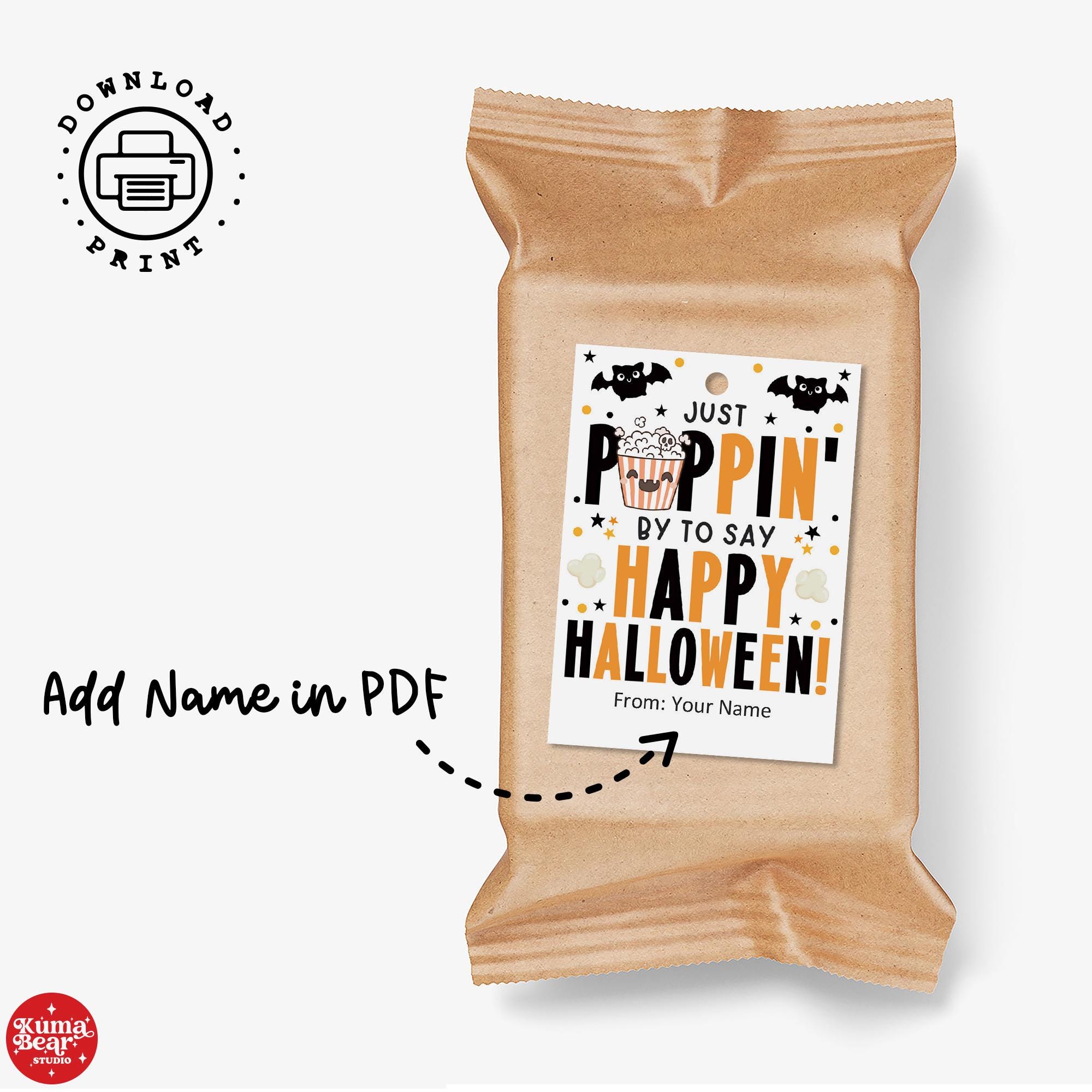 Halloween Popcorn Gift Tags – Printable Just Poppin’ by Tags for Kids ...