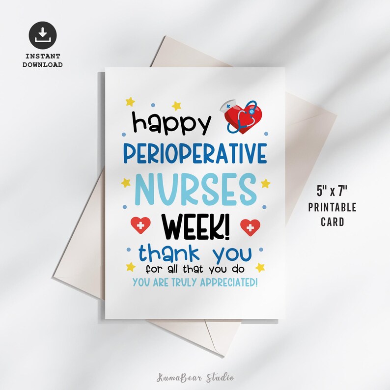 Perioperative Nurses Week Printable Card, OR Nurse Coworker ...